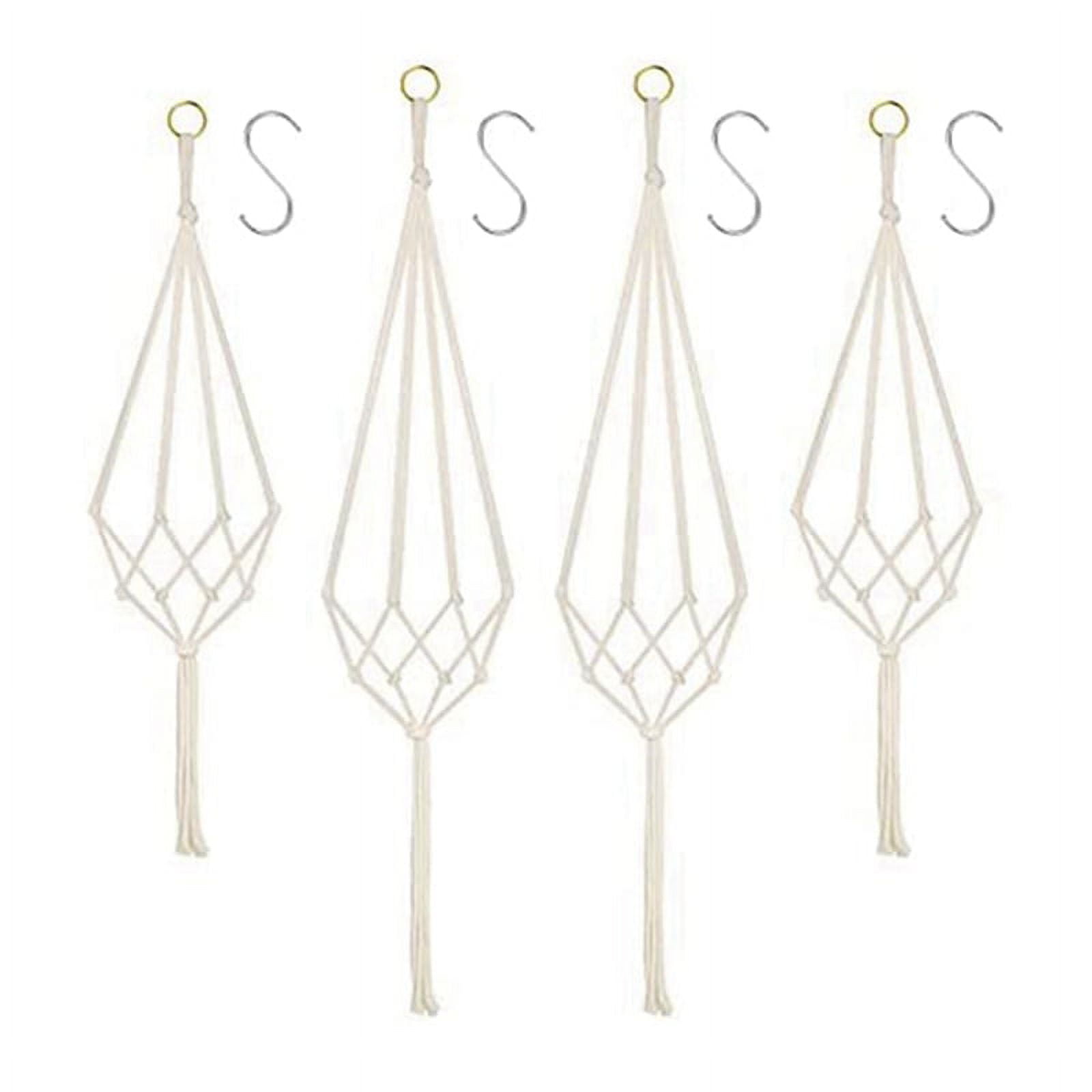 Hanging Baskets, 4 Pack Cotton Rope Macrame Plant Hanger with 4 Hanging ...