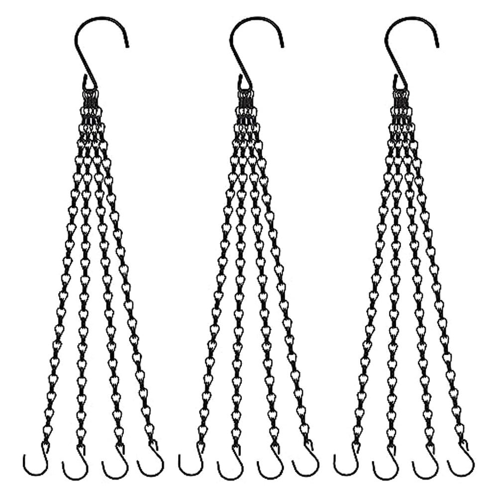 Hanging Baskets Chains - 3-Pack, 4 Leads, 23.5 Inches Long, Flower Pot ...