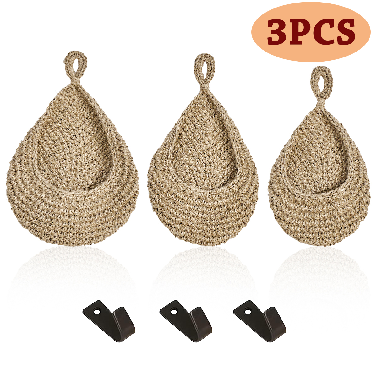 Hanging Wall Vegetable Fruit Baskets Jute Hanging Basket Wall planters ...
