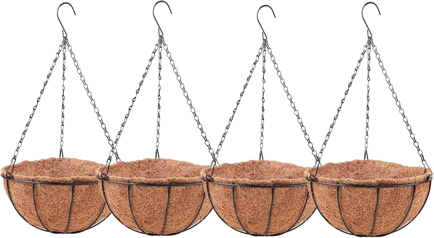 Hanging Baskets for Plant Outdoor (4 Pack, 16 Inch) Extra Large Hanging ...