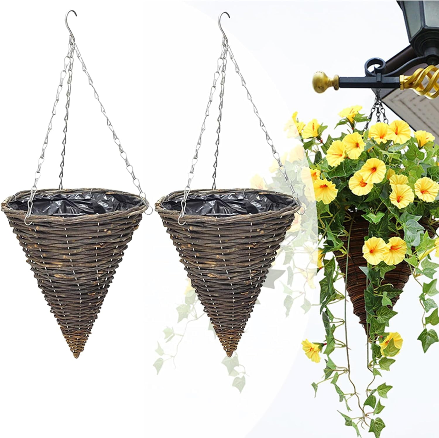 Hanging Baskets, Rattan Hanging Planter Baskets, Hanging Haskets for ...