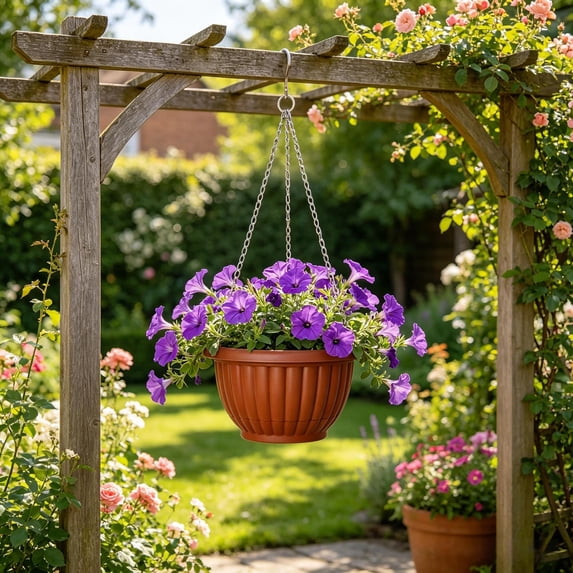 Hanging Baskets for Plants Outdoor with Iron Chain - Plastic Hanging ...