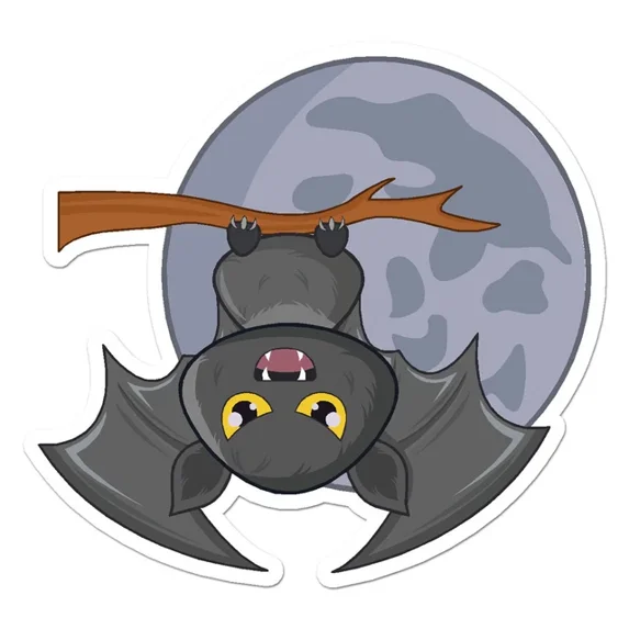 Hanging Bat Moon Sticker Phone Decal Water Bottle Stickers Car Decals ...
