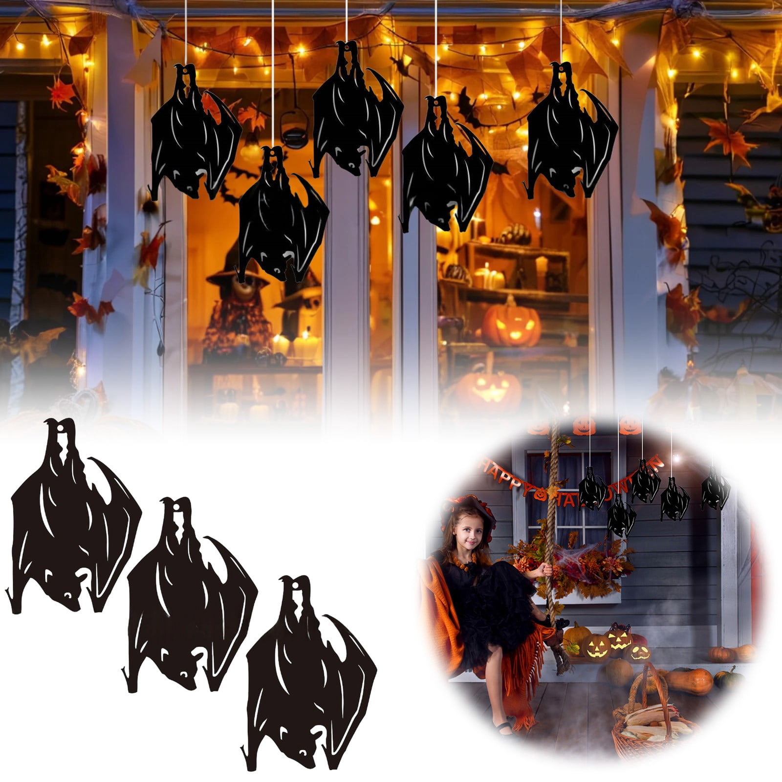 Hanging Bats Halloween Decor Black Bats Decor Hanging Bats Halloween ...