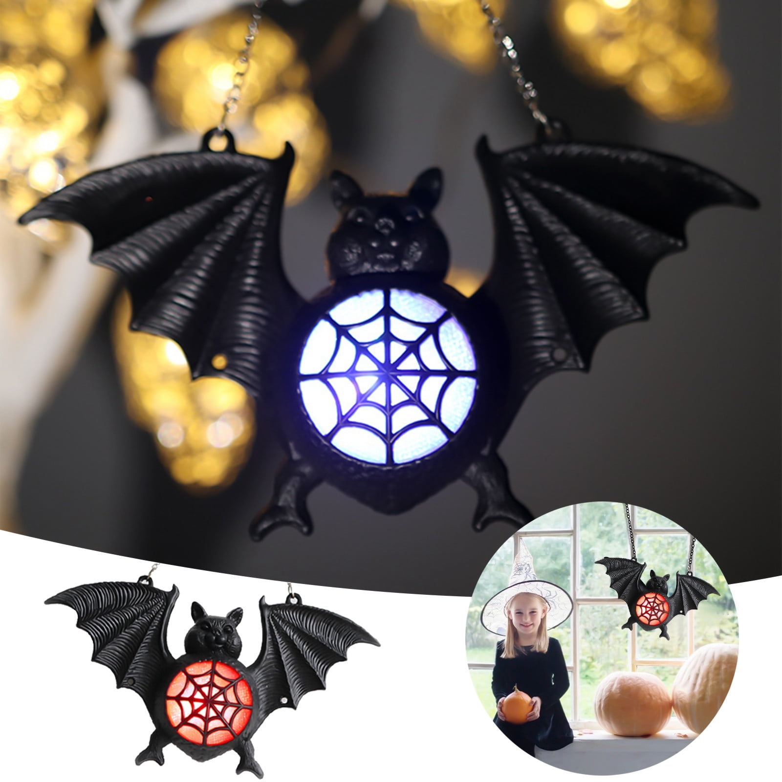 Hanging Bats Pendant Light - Realistic Halloween Decor with LED, Scary ...
