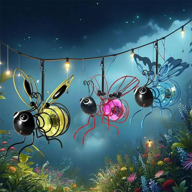 Hanging Bee Solar Lights Clearance, Insect Bee Garden Decor for Outside ...