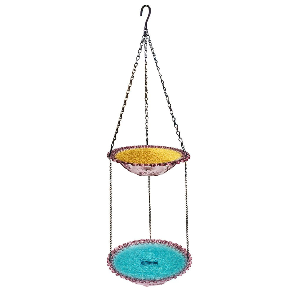 Hanging Bird Bath Hanging Bird Feeder, Double Layer Garden Bird Bat ...