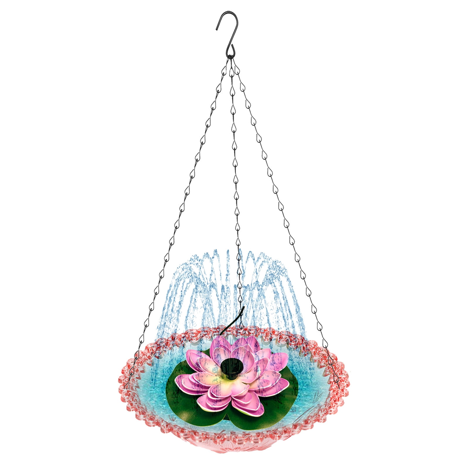 Hanging Bird Bath With Solar Functional Bird Bath Bubbler Birdbath ...