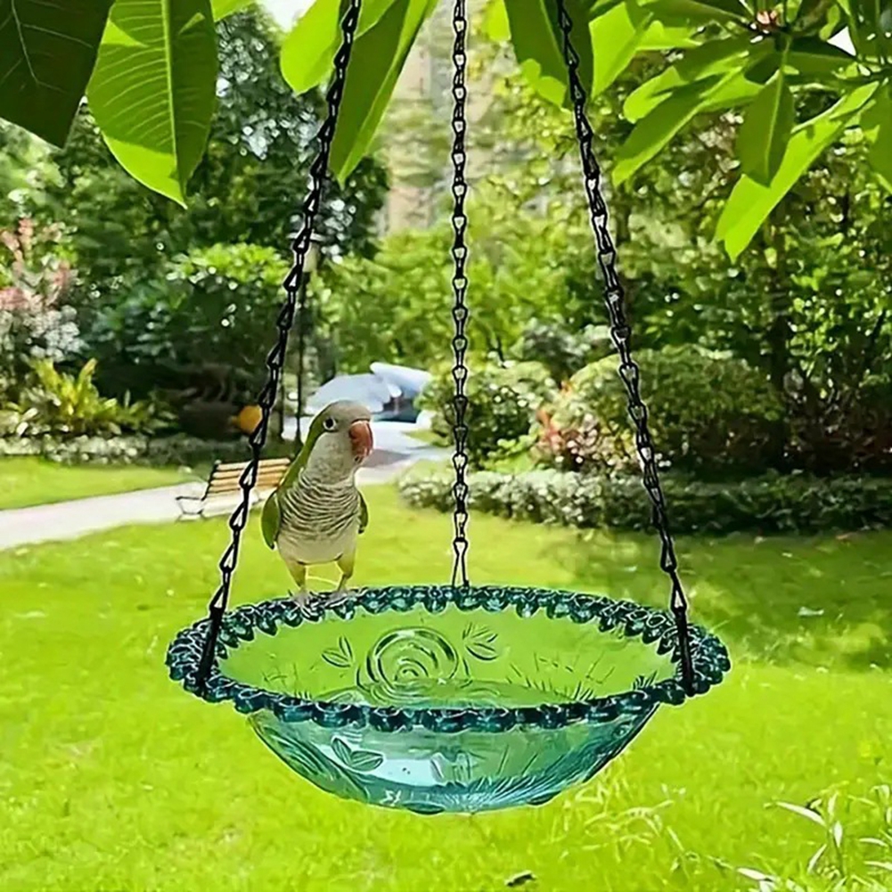 Hanging Bird Bath and Feeder Outdoor Garden Round Bird Tray Bowls Blue ...