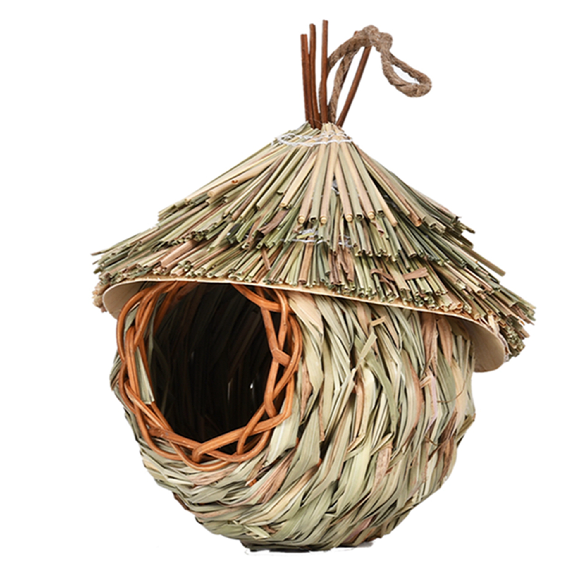 Hanging Bird Cage, Handmade Straw Bird Nest Outdoor Bird House - Walmart.com