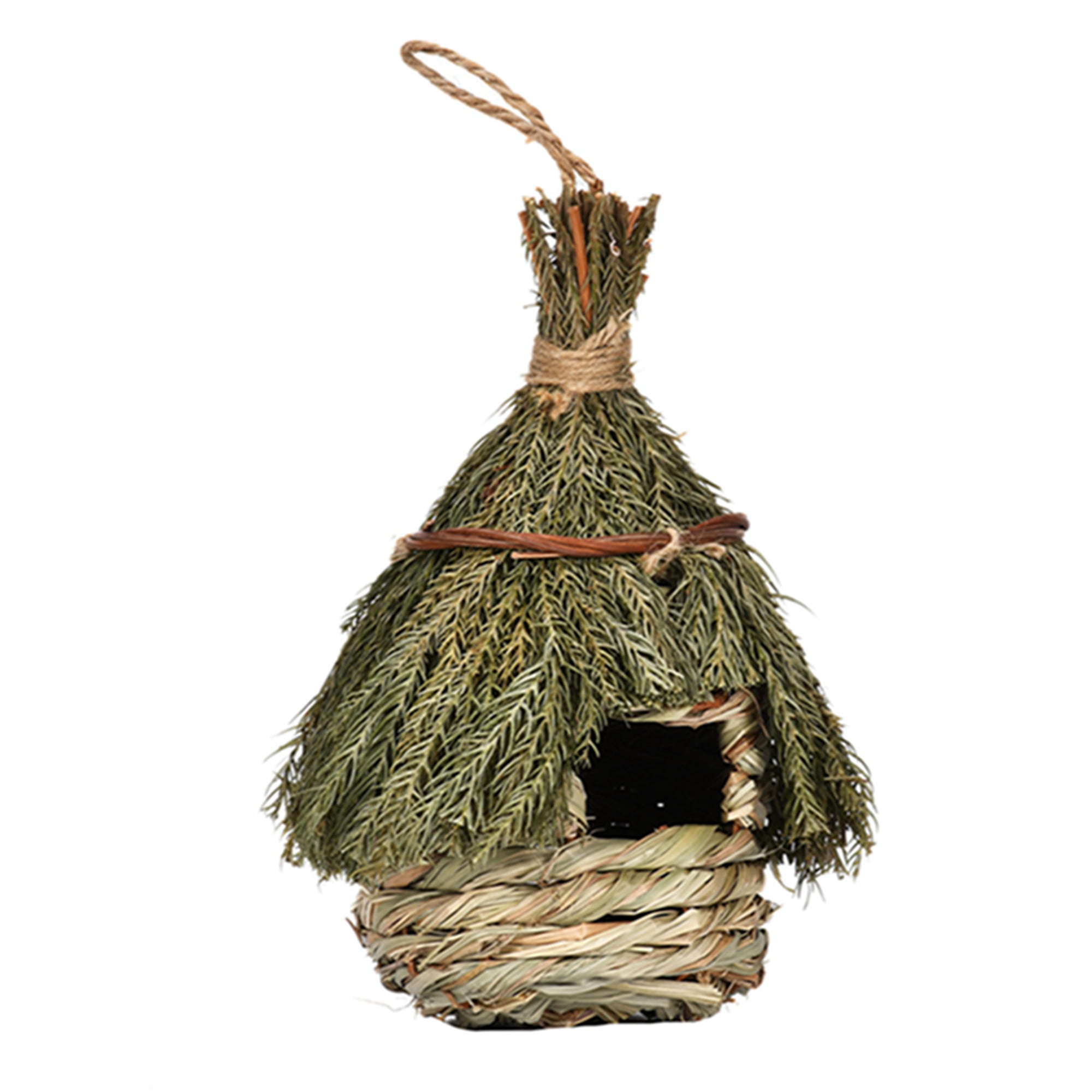 Hanging Bird Cage, Handmade Straw Bird Nest Outdoor Bird House ...