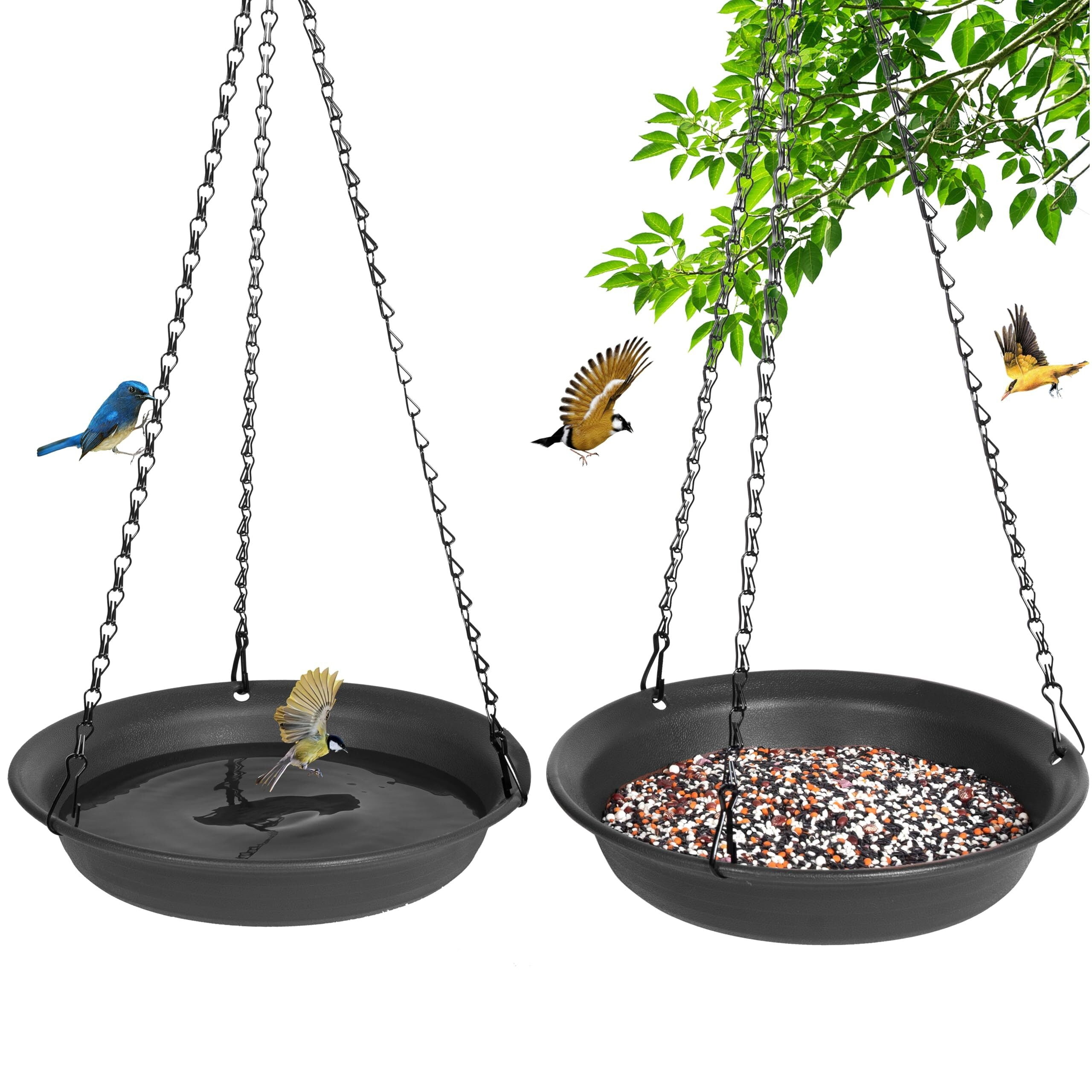Hanging Bird Feeder & BirdBath for Outdoors, Wild Bird Feeders Tray ...