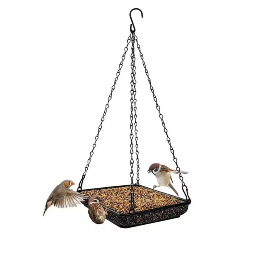 Hanging Bird Feeder for Garden - Metal Mesh Feeding Tray 17.5cm x 17 ...