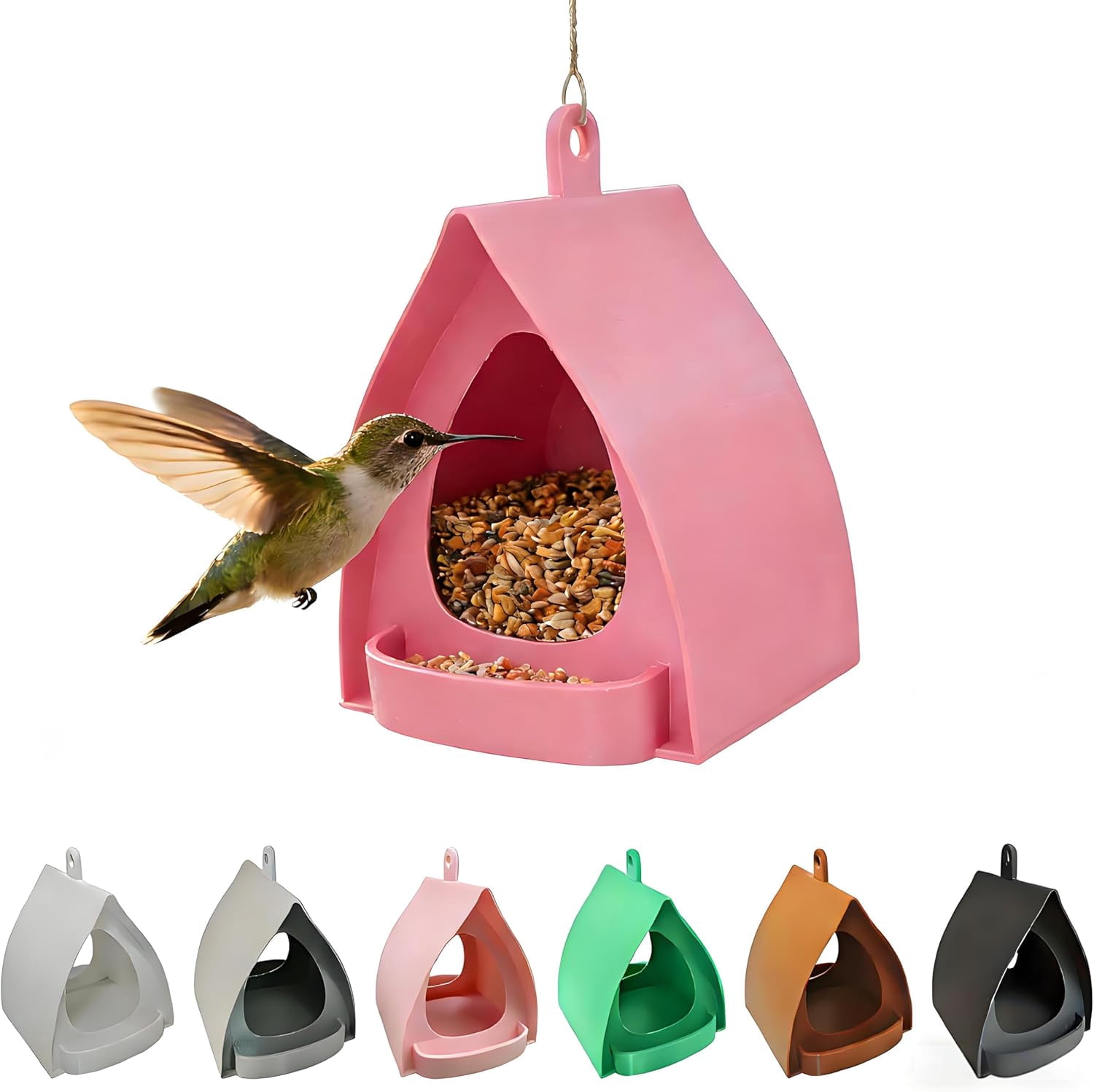 Hanging Bird Feeder for Garden with Roof - Open Design Station with Hut ...