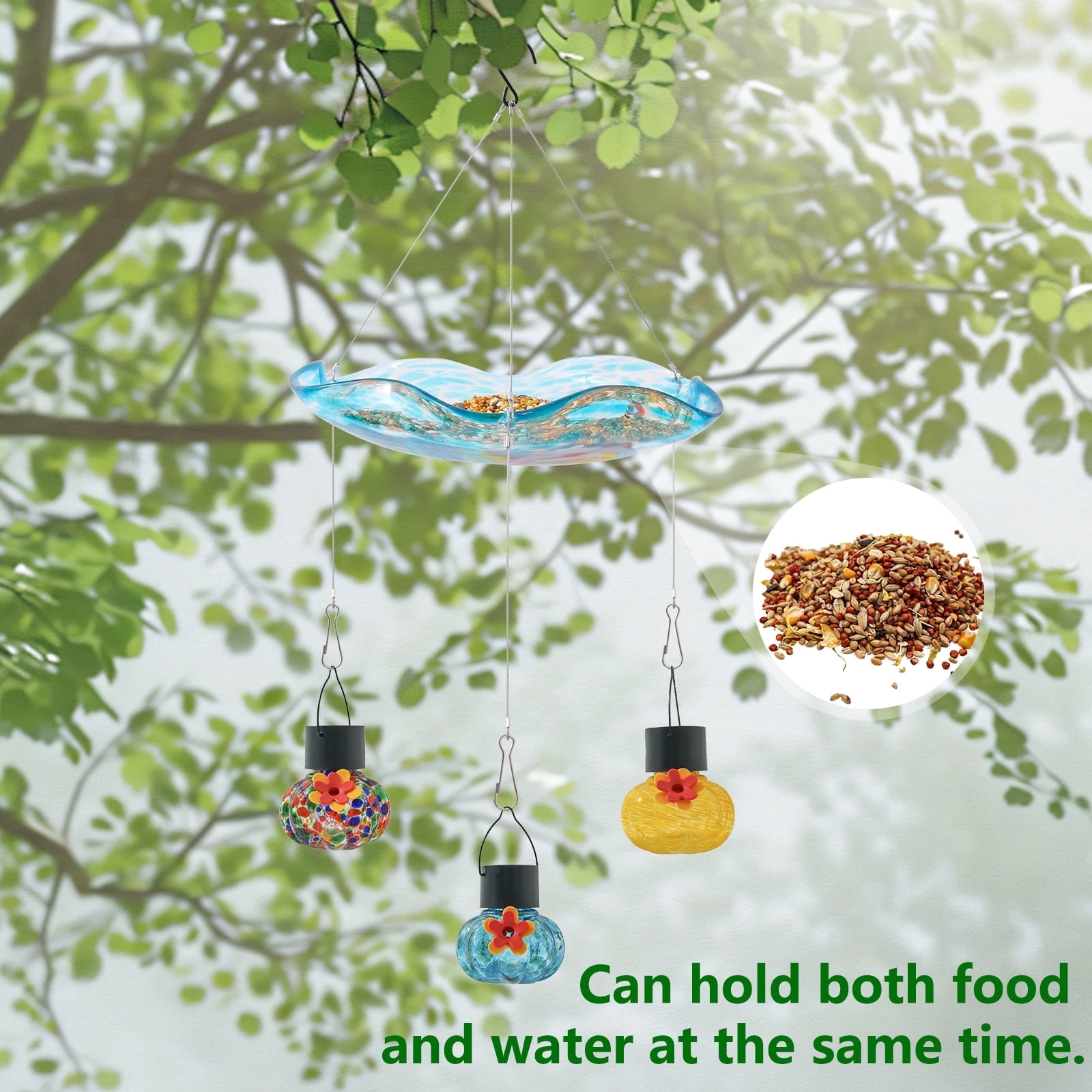 BTIZTLLA Red Glass and Iron Hummingbird Feeders - Walmart.com