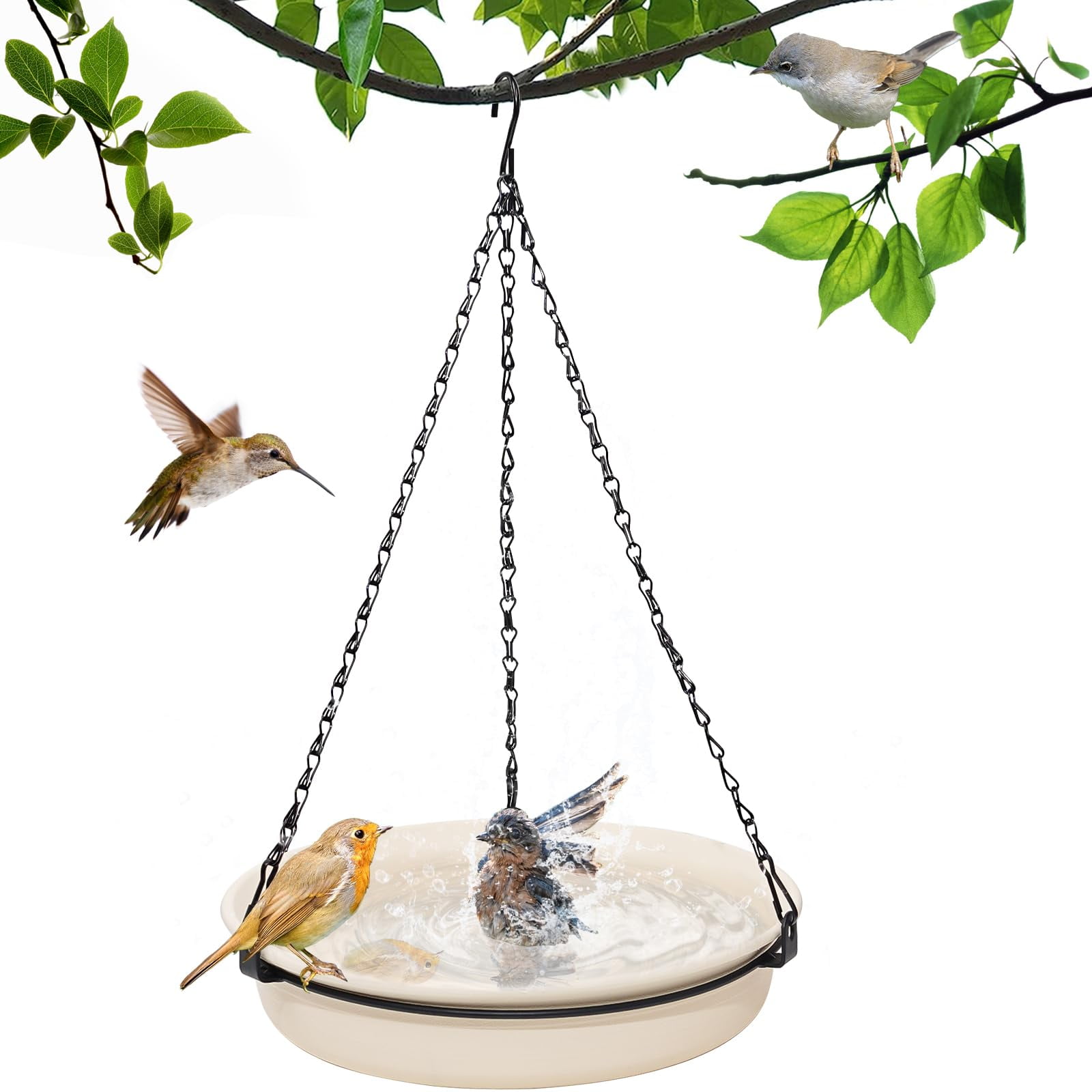 MODANU 11" Multipurpose Hanging Wild Bird Feeder & Bath Bowl, Black ...