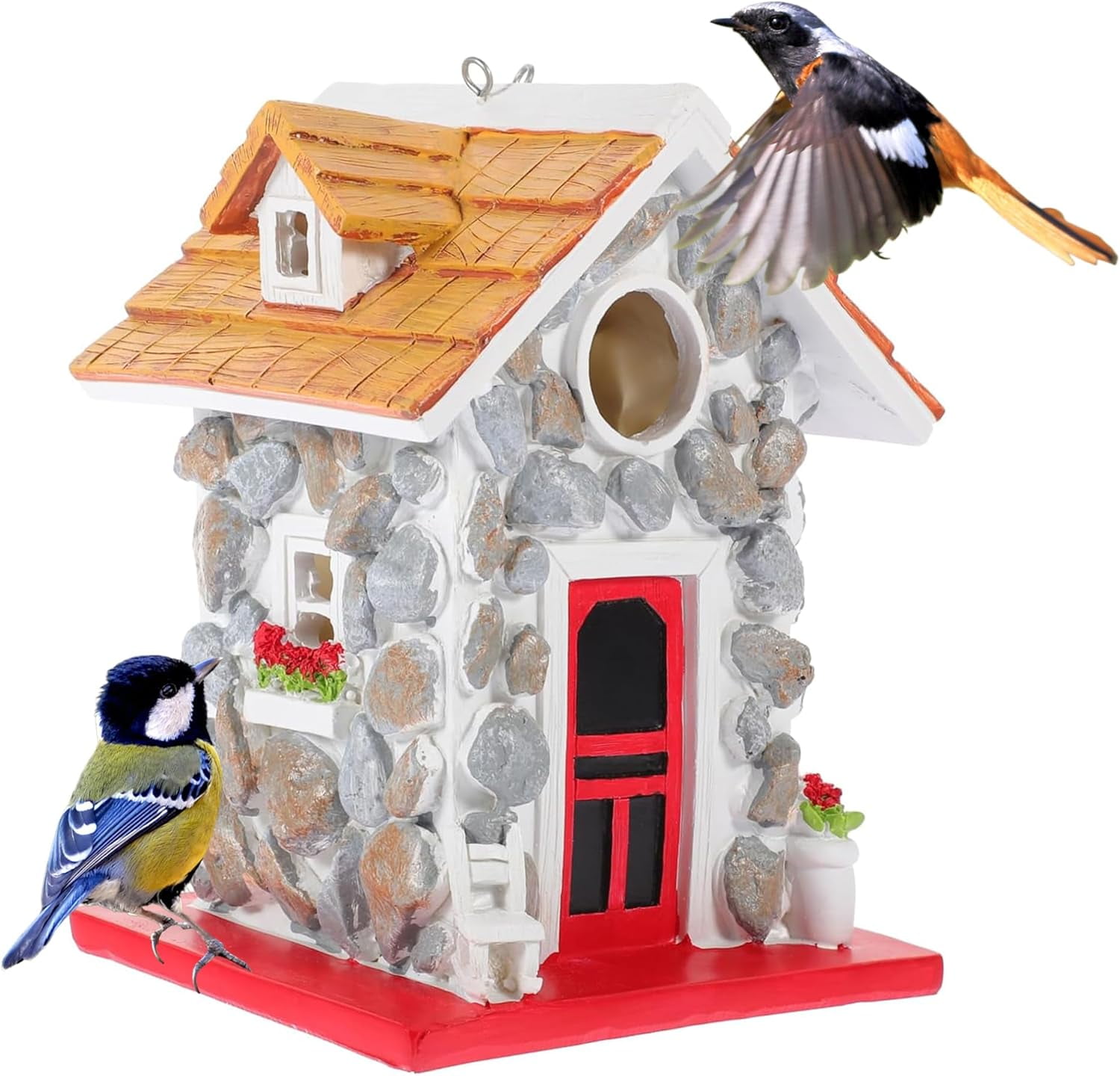 Hanging Bird Houses for Outside: Heavy Duty Stone Cottage Blue Bird ...