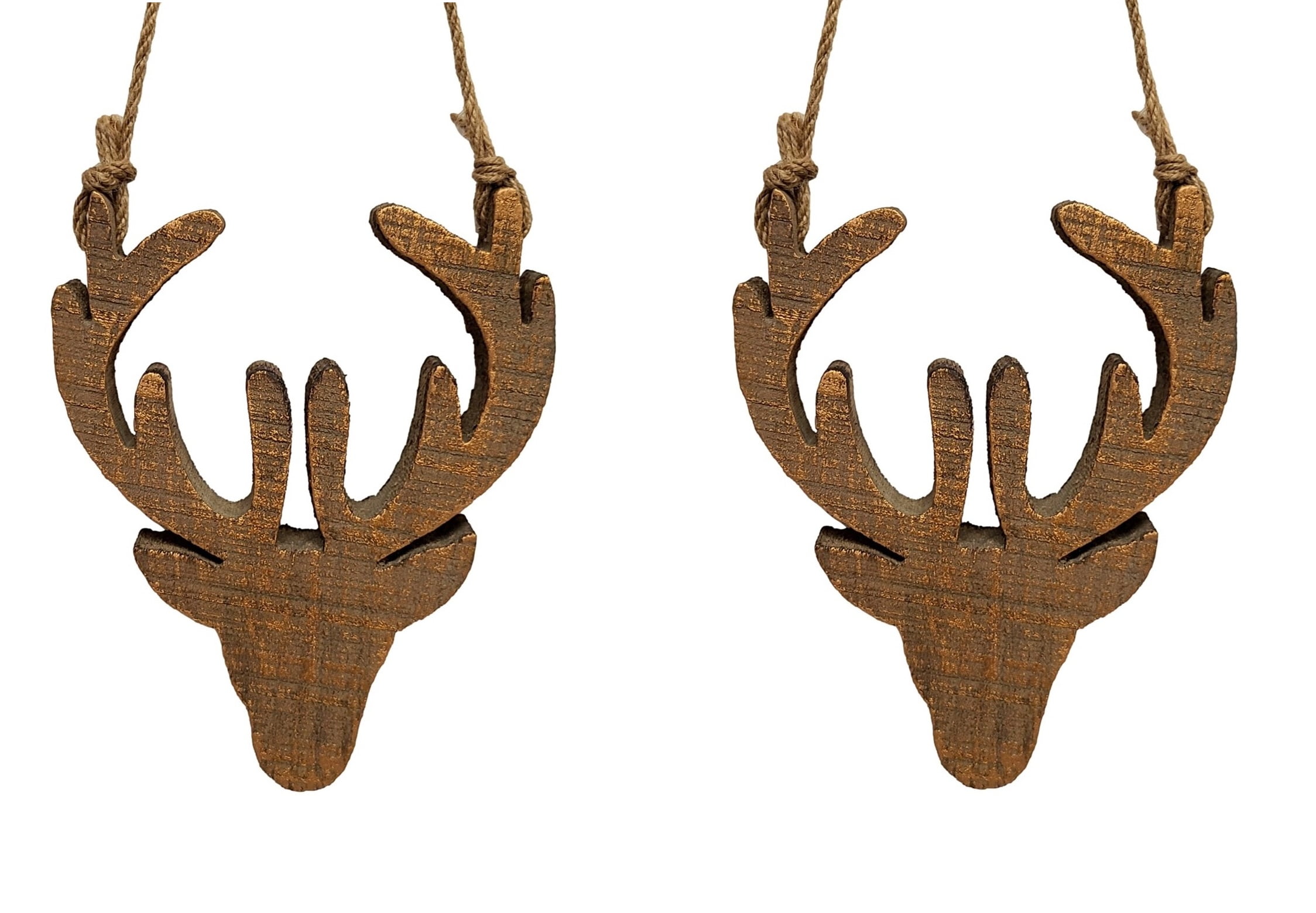 Hanging Buck Deer Decor 2 Pack Wooden 12 Inch Silhouette Gold Finish ...