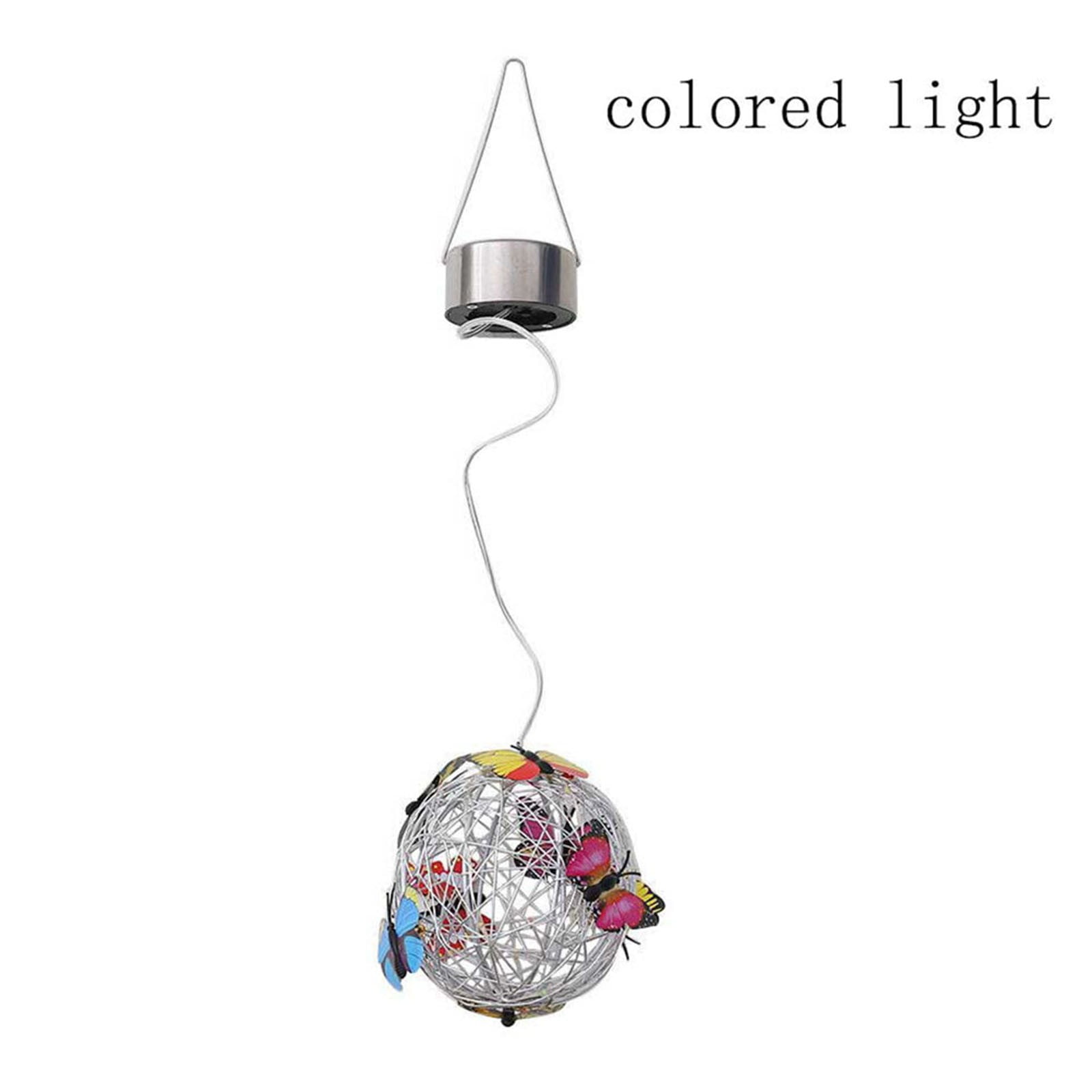 Hanging Butterfly Pendant Solar Power Light Mesh Orb Outdoor Yard ...