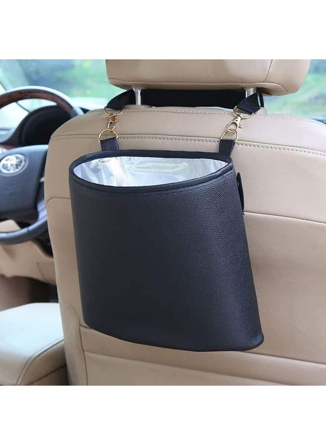 Hanging Car Trash Can Bin, Garbage Can PU Leather, Waterproof Litter ...
