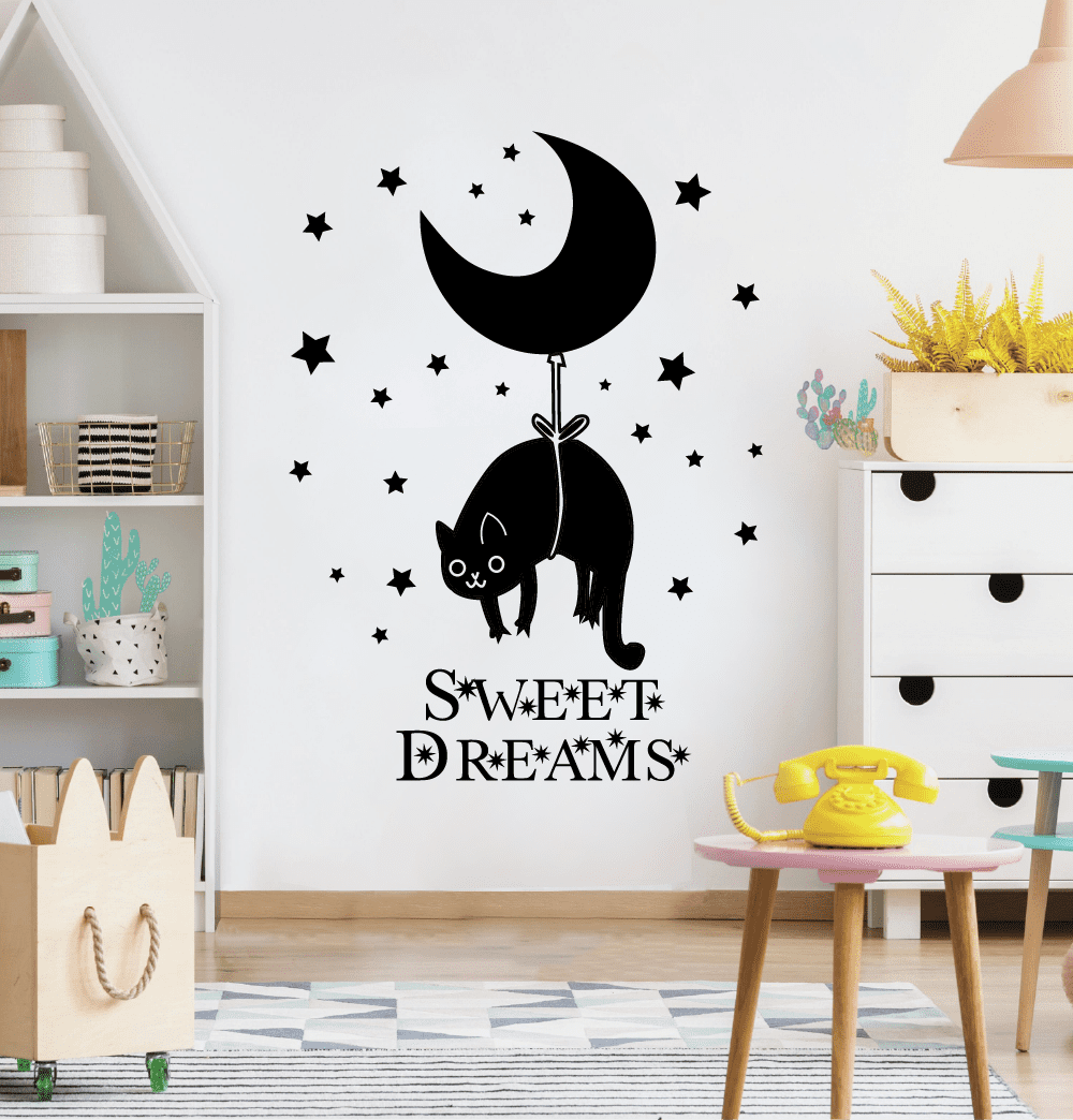 Hanging Cat Moon Sweet Dreams Good Night Dream Quotes Cute Sleeping ...