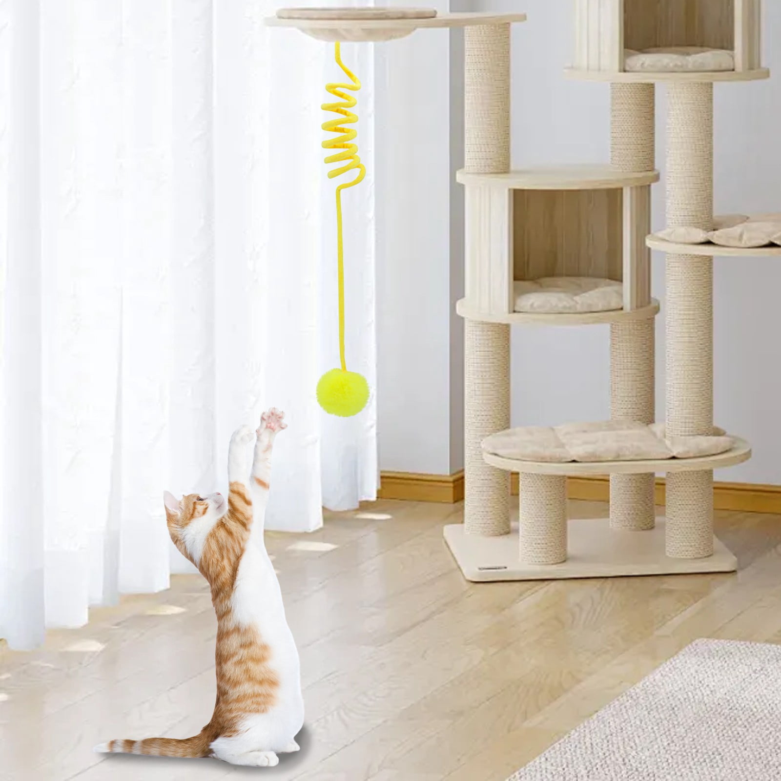 Hanging Catnip Ball Toy Retractable Interactive Cat Teasing Stick For ...