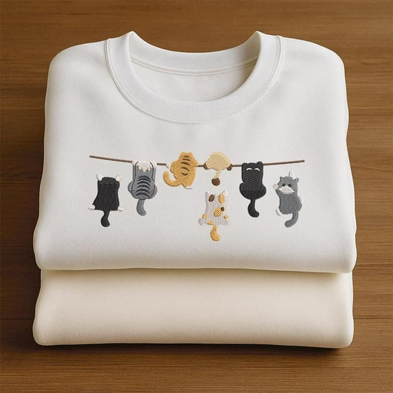 Hanging Cats Embroidery Design, Cute Kittens Line Art , Funny Cat ...