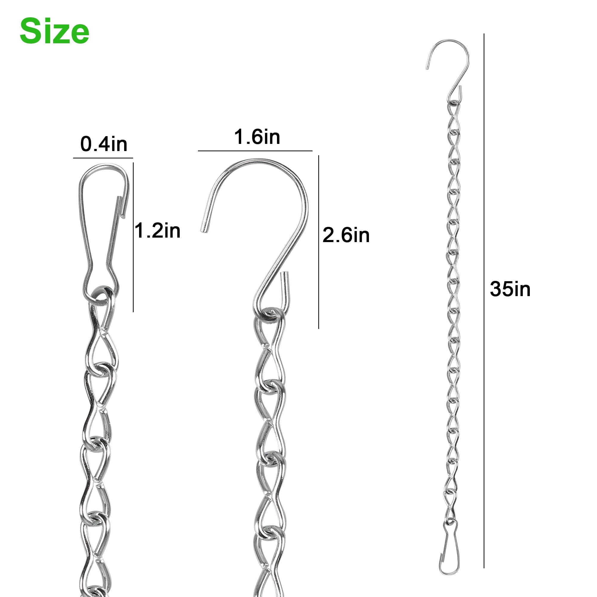 Hanging Chains with Hooks, 35 inch Chain for Hanging Plants, Silver ...
