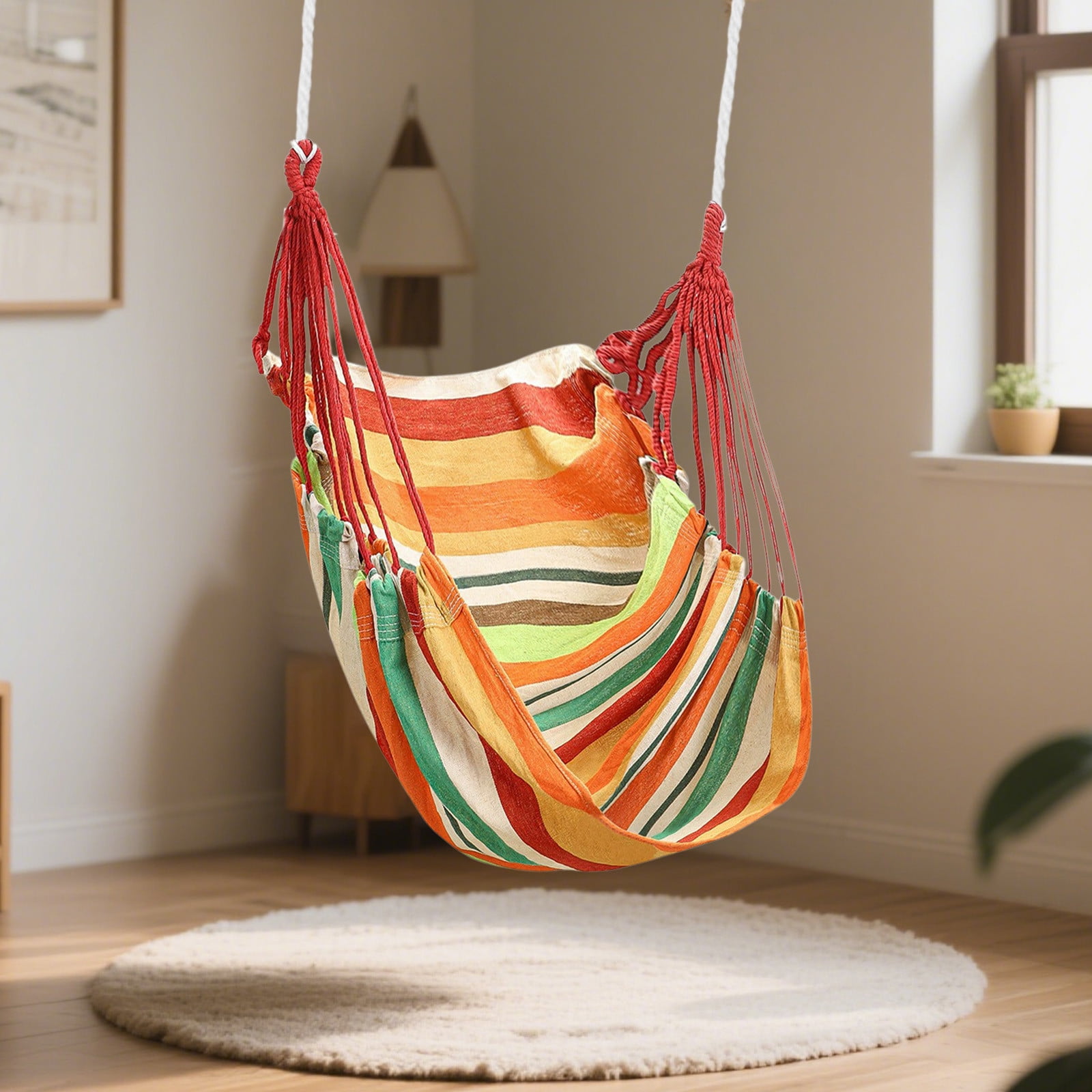 Hanging Chair for Dorm Room & Apartment | Cotton Fabric Indoor/Outdoor ...