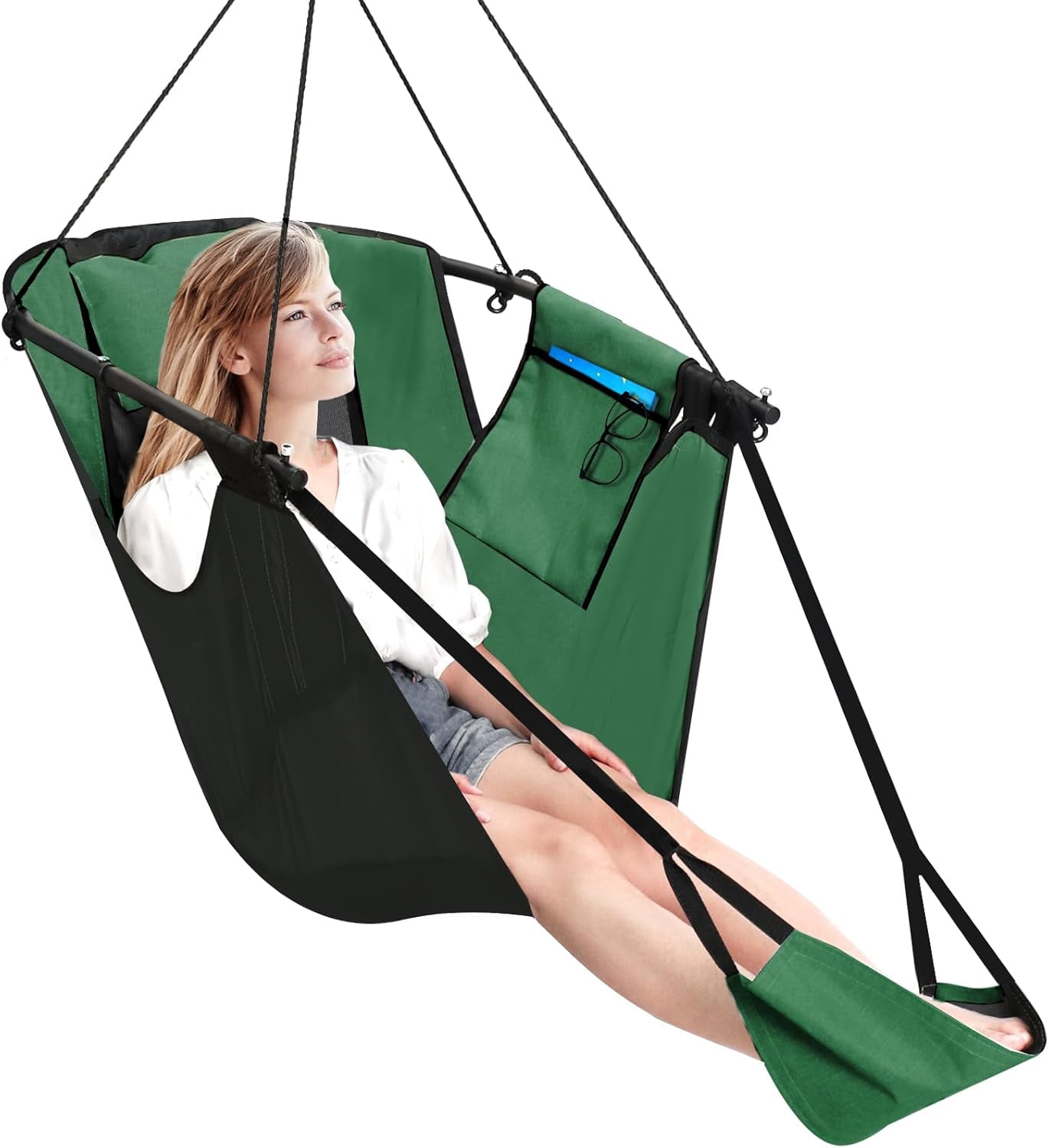 Hanging Chair with Footrest,U-Shaped Metal Frame Hammock Chair,Robust ...
