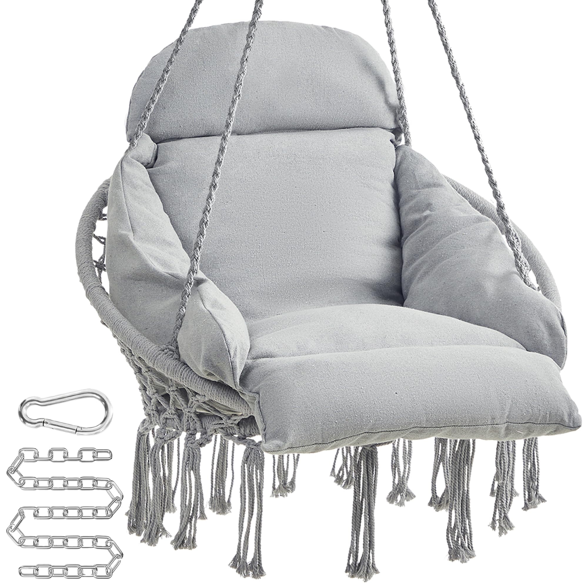 Hanging Chair, Hammock Chair with Large, Thick Cushion, Boho Swing ...