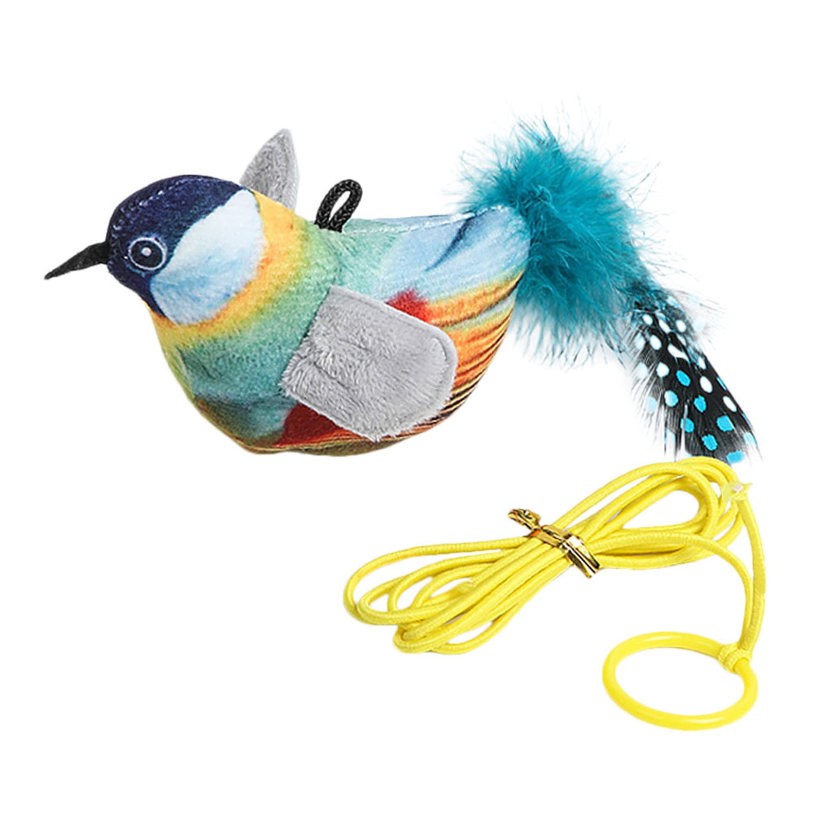 Hanging Chirping Cat Toy - Retractable Elastic Rope, Plush Bird ...