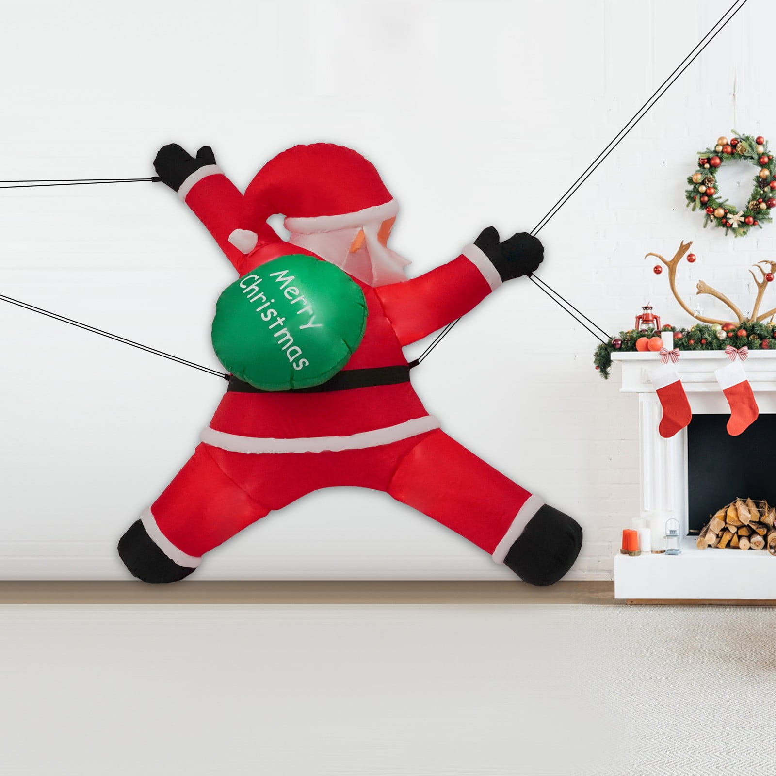 Hanging Christmas Inflatables Wearing Christmas Hat with Built-in LED ...