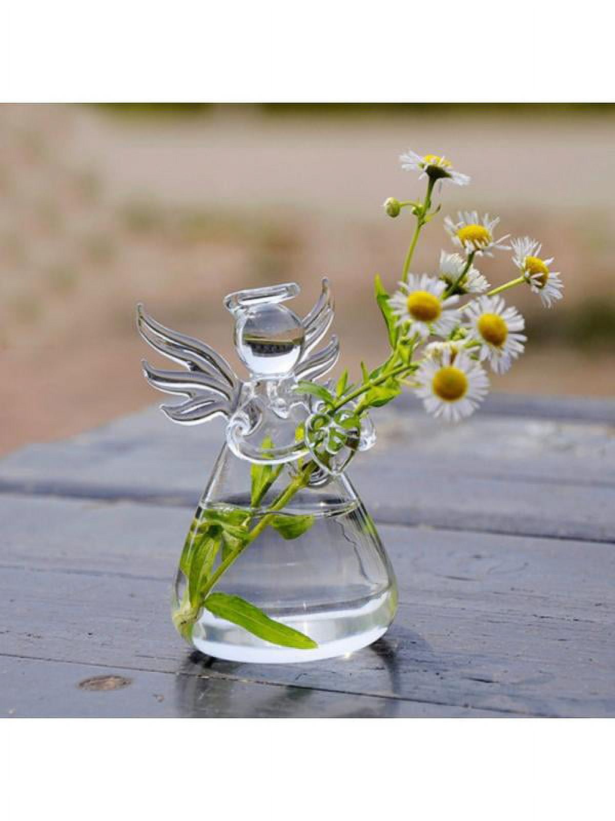 Hanging Clear Glass Vase Plants Planter Angel Shape Vase Desktop Flower ...