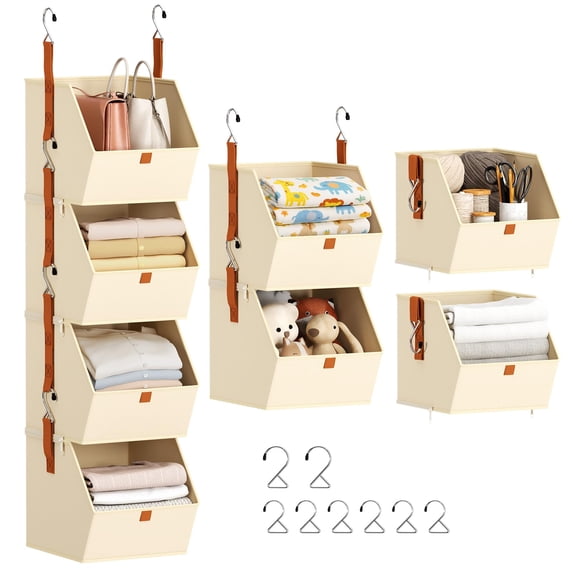 Hanging Closet Organizer 4 Tier - Clothes Shelves Space-saving System ...