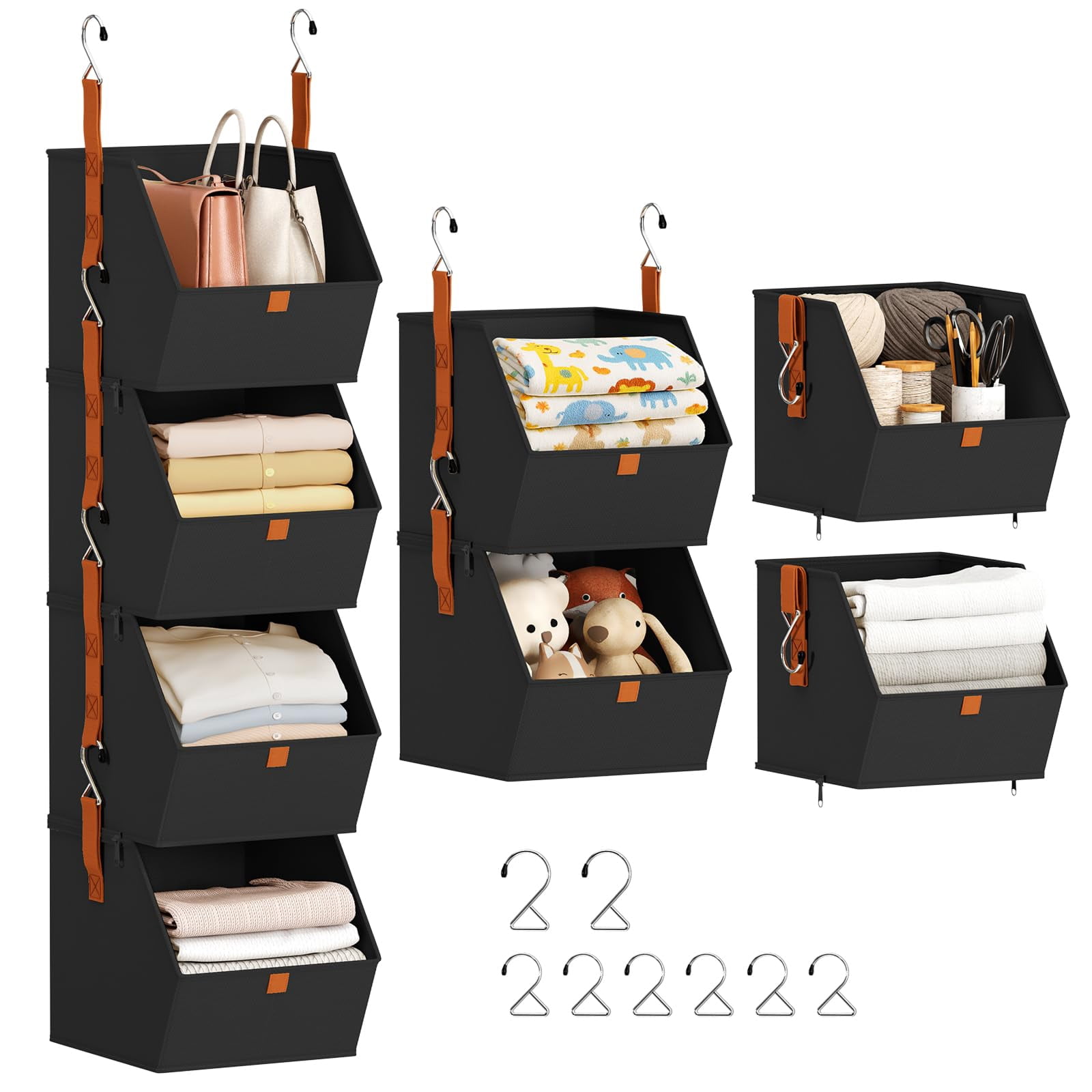 Hanging Closet Organizer 4 Tier - Clothes Shelves Space-saving System ...