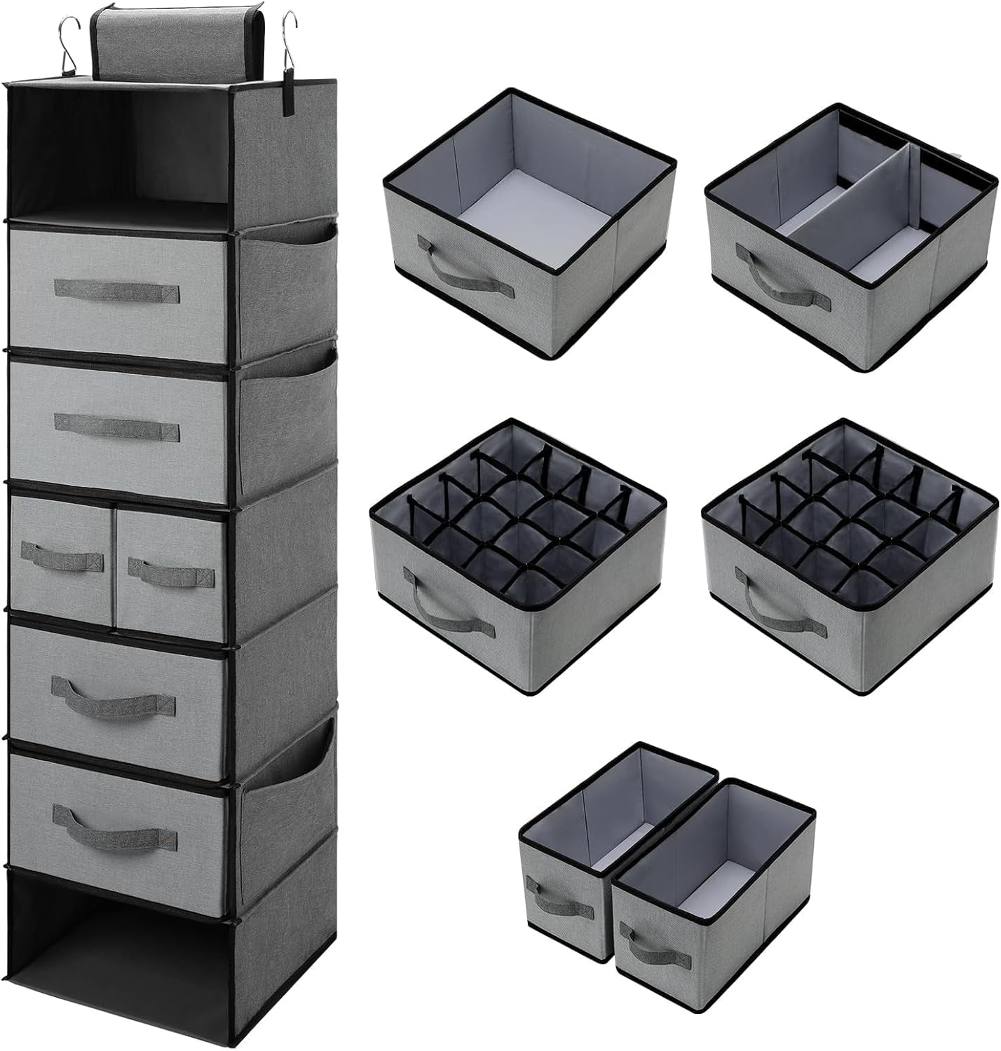 Hanging Closet Organizer 7-Shelf, Upgrade Hanging Shelves for Closet ...