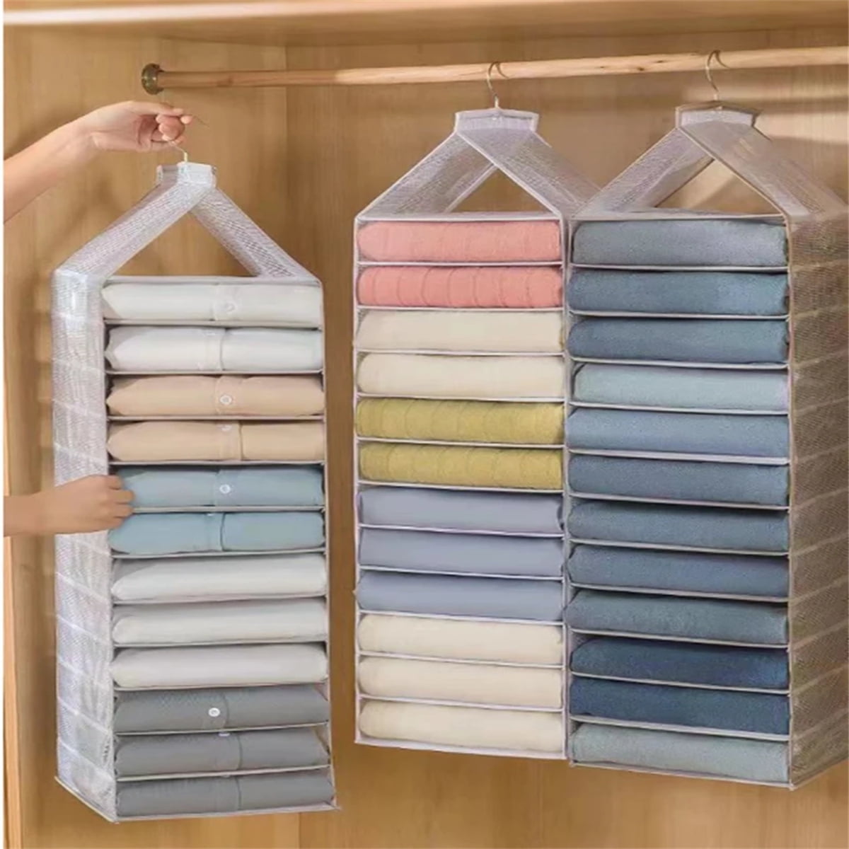 Hanging Closet Organizer for Clothes, 12 Shelves Clothes Organizer with ...