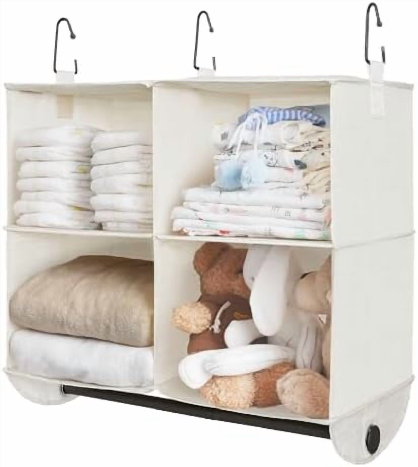 Hanging Closet Organizer with Metal Rod, 4-Section Closet Organizers ...