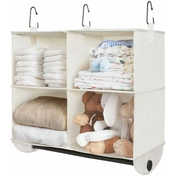 Hanging Closet Organizer with Metal Rod, 4-Section Closet Organizers ...