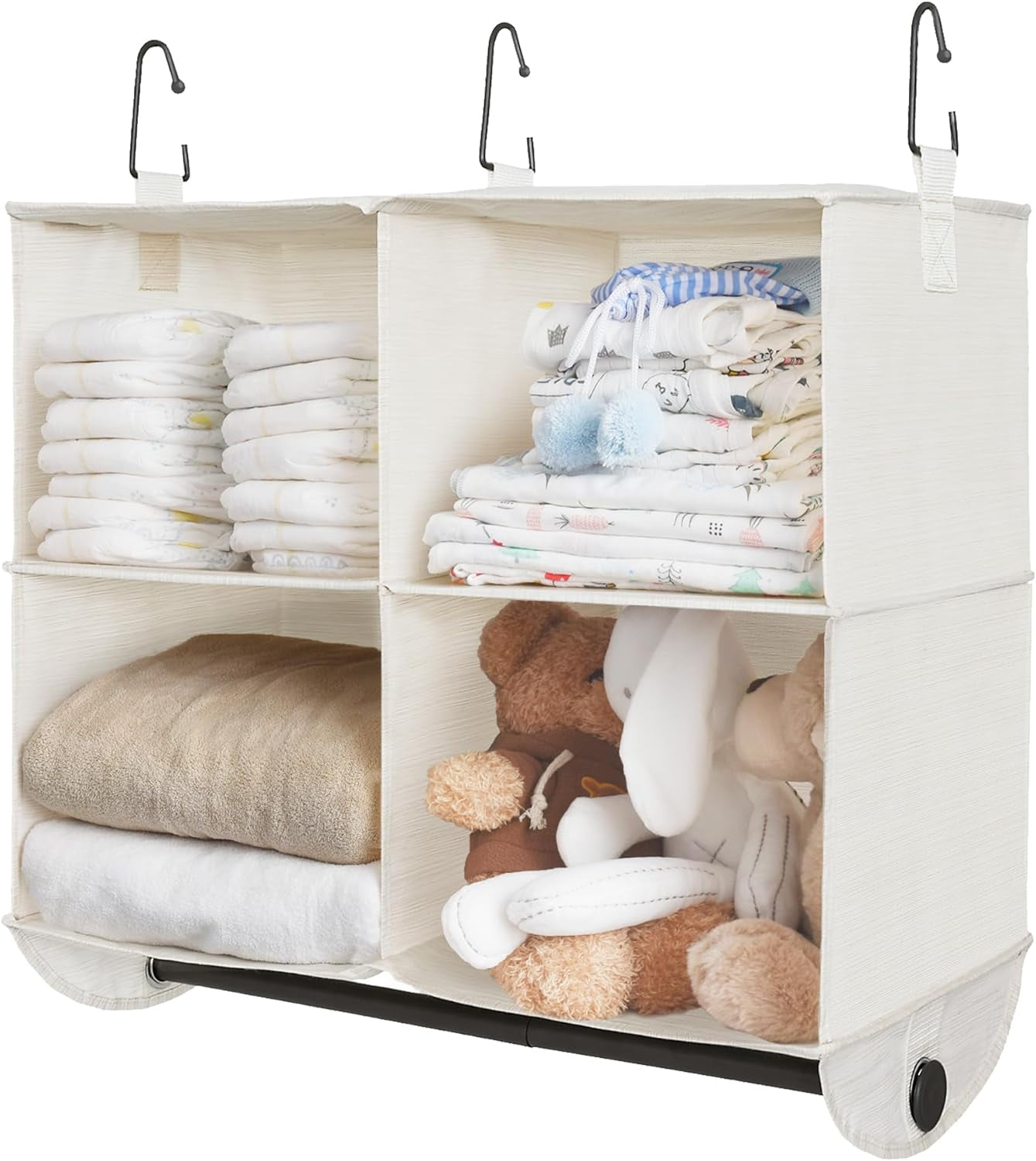 Hanging Closet Organizer with Metal Rod, 4-Section Closet Organizers ...