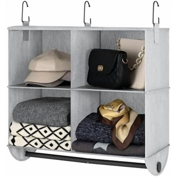 Hanging Closet Organizer with Metal Rod, 4-Section Closet Organizers ...