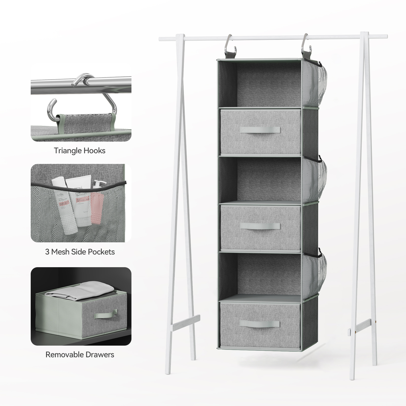 Zimtown 2 Hanging Clothes Rack Organizer Closet Armoire Durable Storage ...