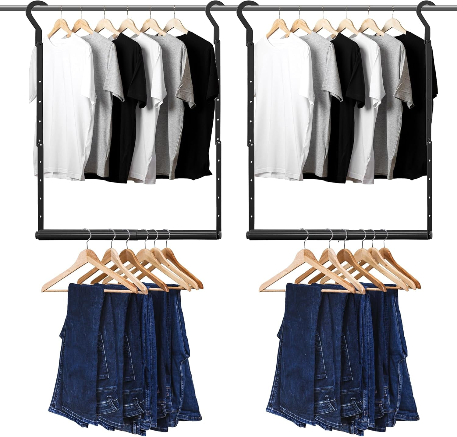 Hanging Closet Rod, 18-30In Heavy Duty Adjustable Width and Up to 38In ...