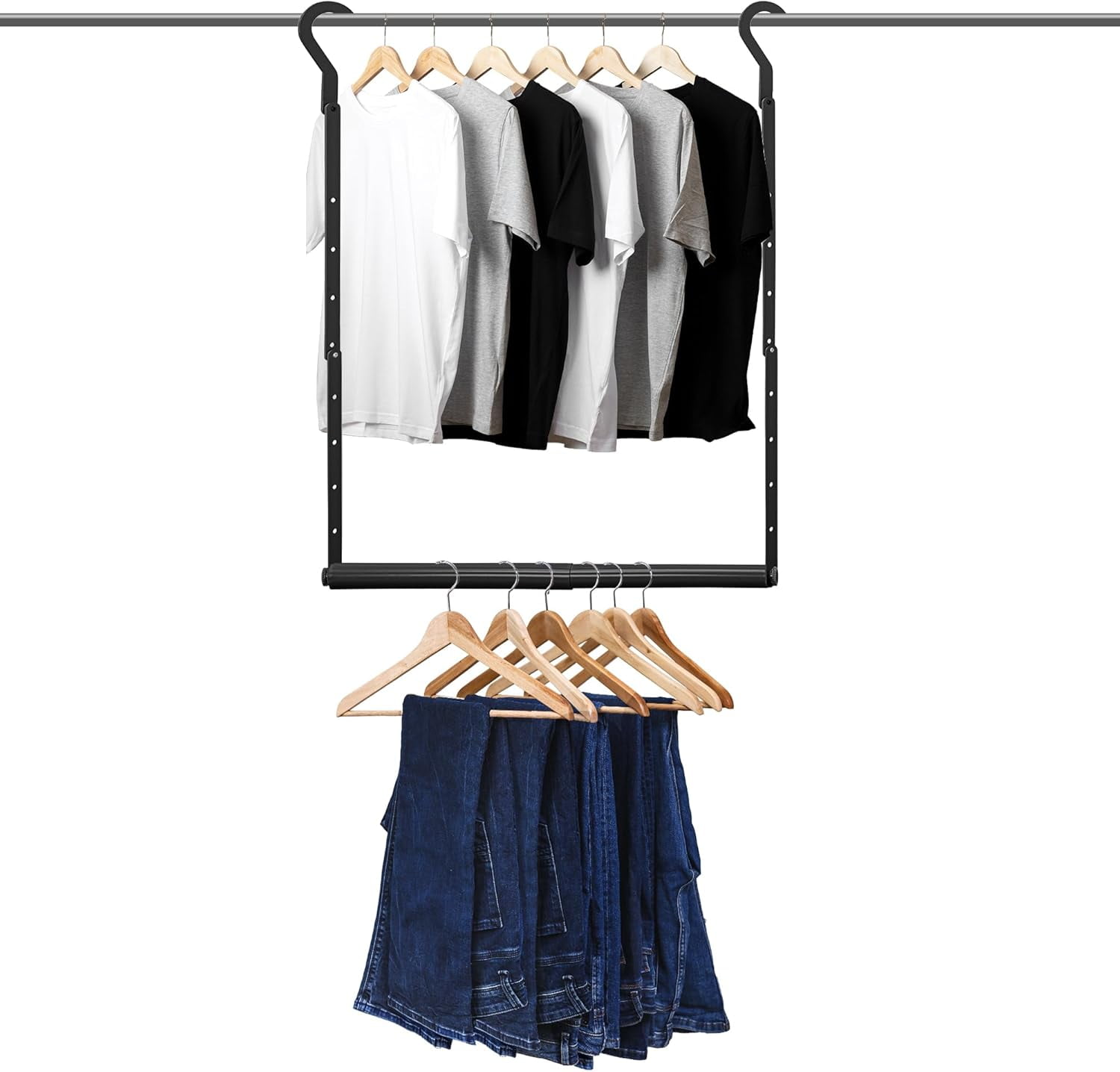 Hanging Closet Rod, 18-30In Heavy Duty Adjustable Width and Up to 38In ...