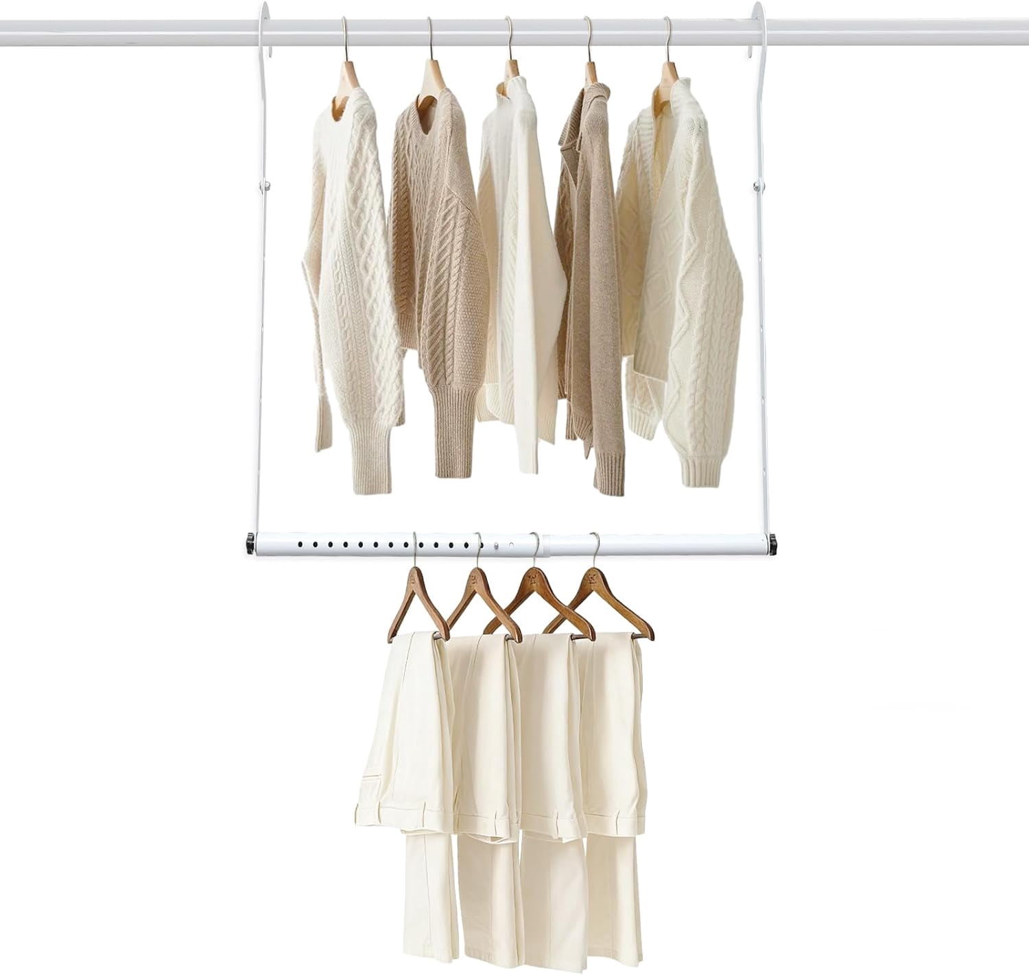 Hanging Closet Rod Extenders, Adjustable Width and Height Closet ...