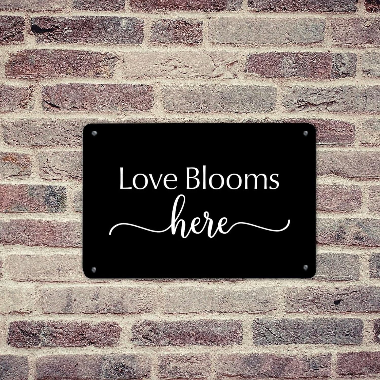 Hanging Country Tin Signs Love Blooms Here Signs Christian Art Catholic ...