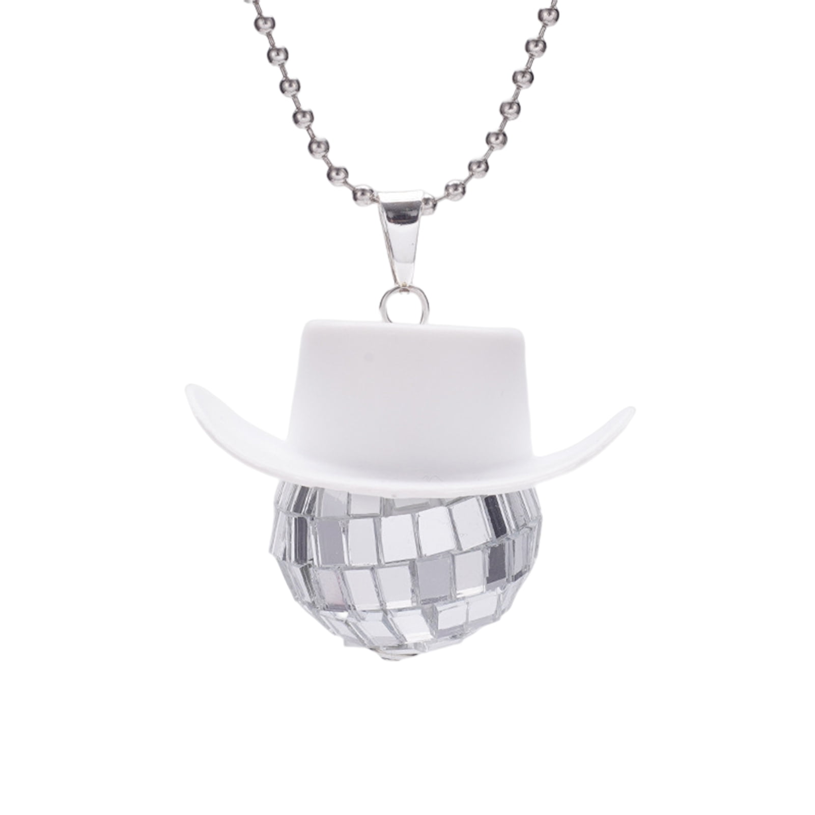 Hanging Cowboy Hat Ball Shiny Effect Reflective Car Rear View Mirror ...