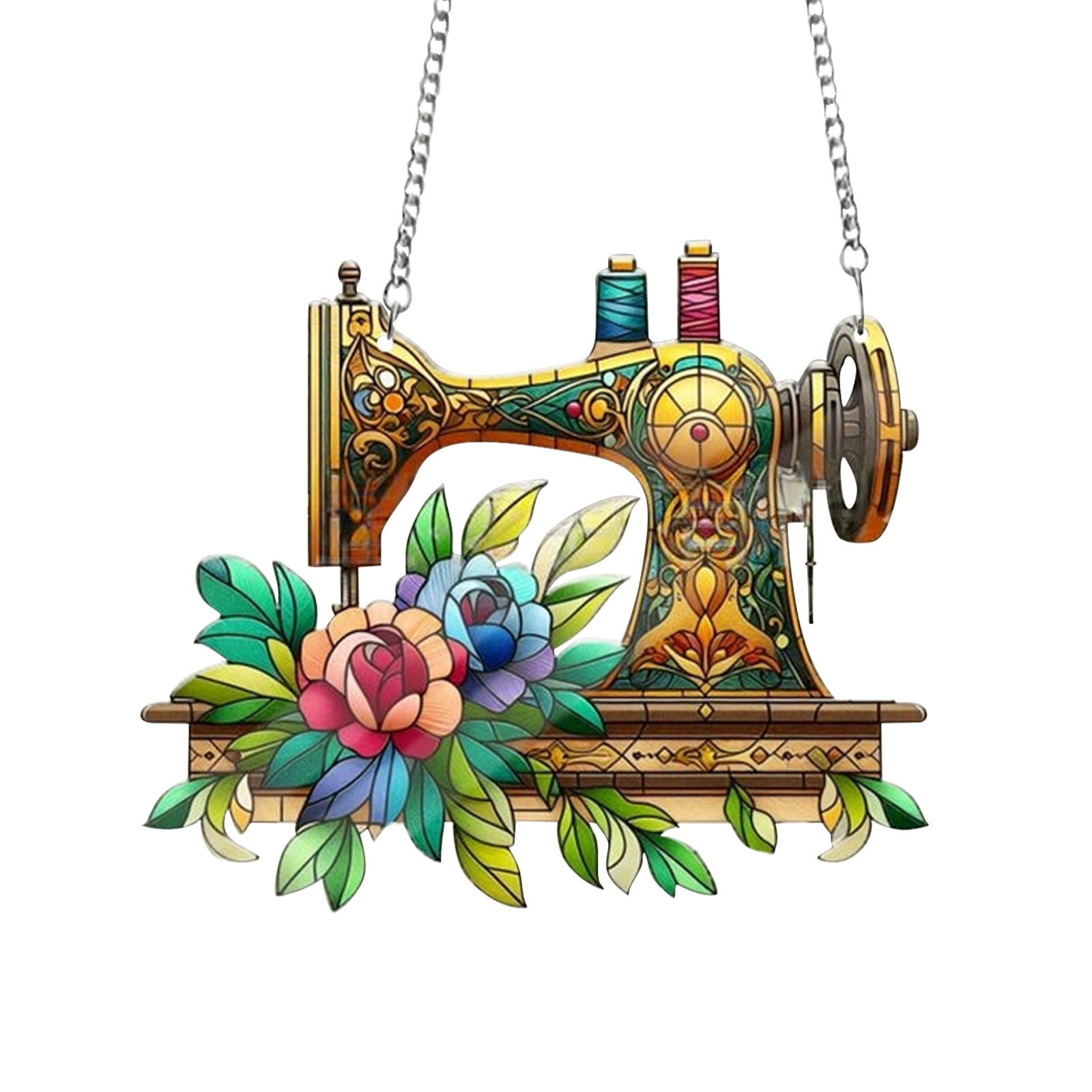 Hanging Decorations, 2D Flat Acrylic Wildflower Sewing Machine Pendant ...