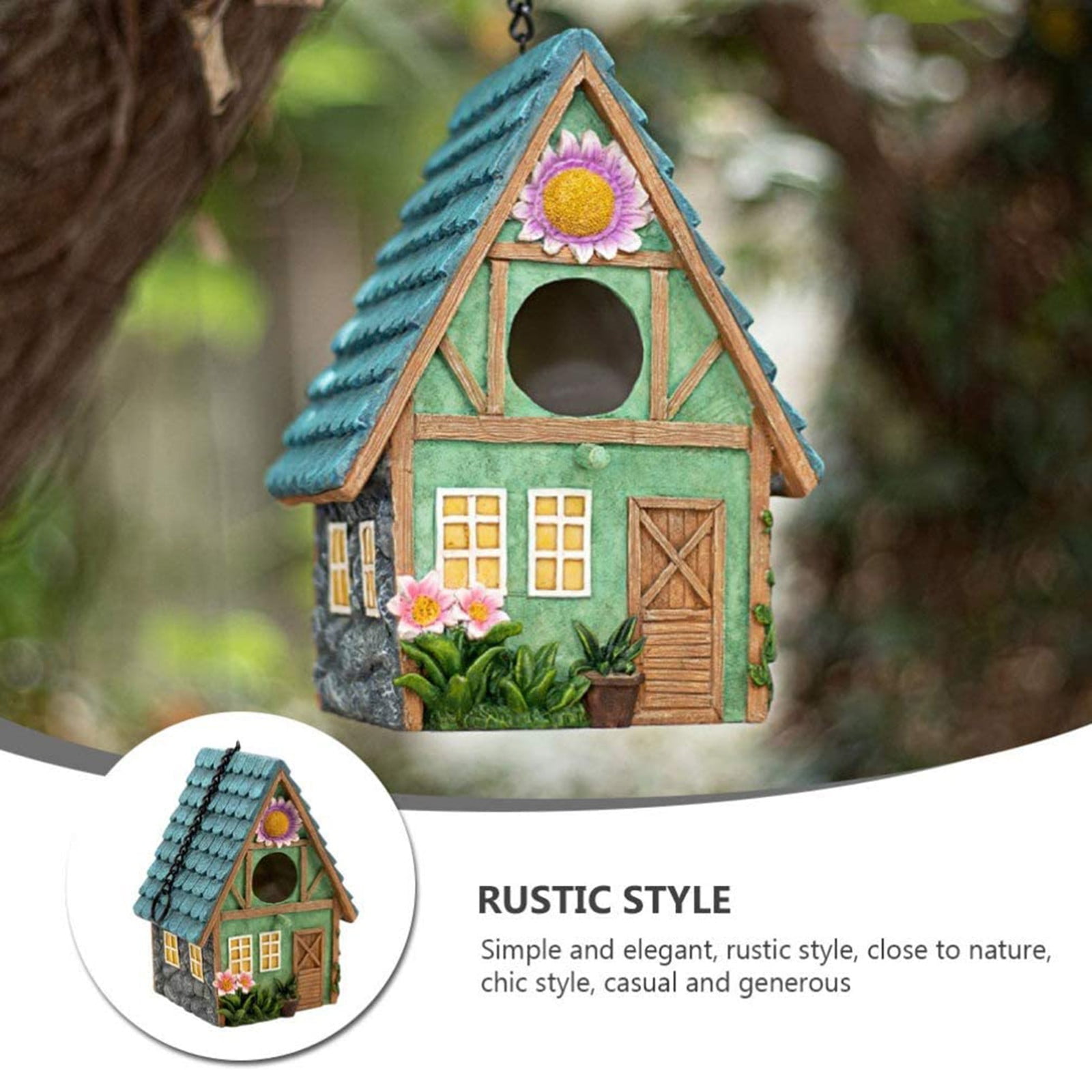 Hanging Decorative Resin Bird House For Outside Hanging Bird Hut Resin ...
